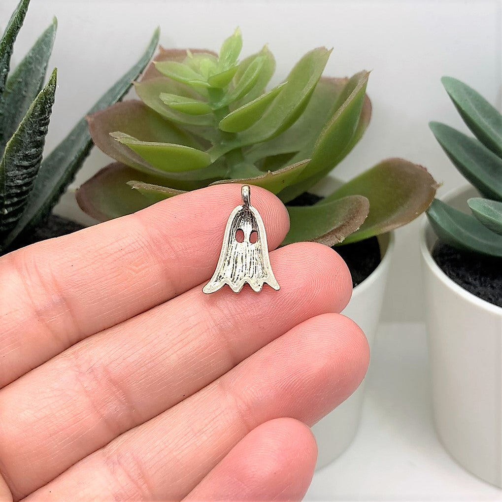 1, 4, 20 or 50 Pieces: Cute Silver Ghost Charms – Guerrilla Charm
