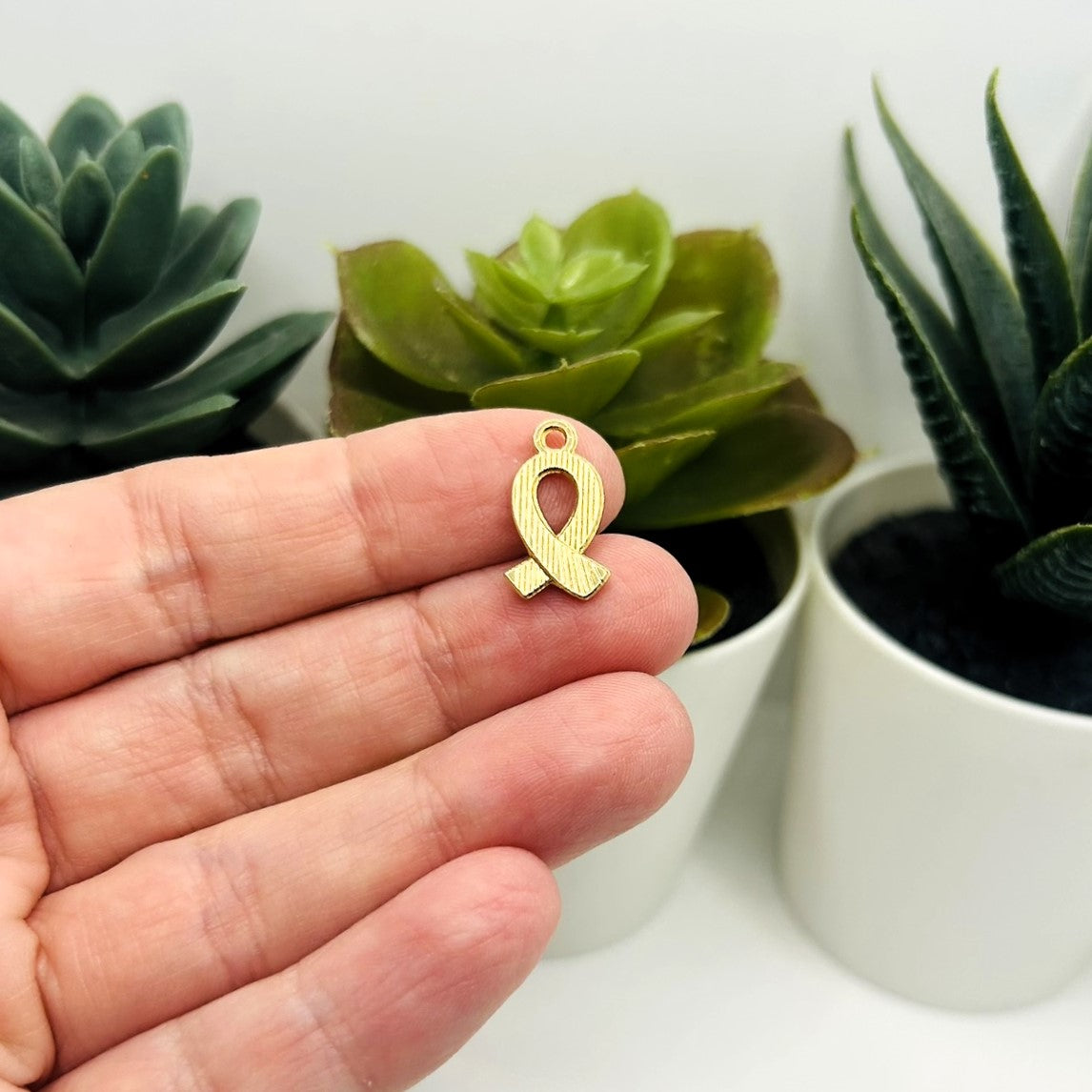 Green Awareness Mental Health Ribbon Charms – 17x10mm – Support Craft ...