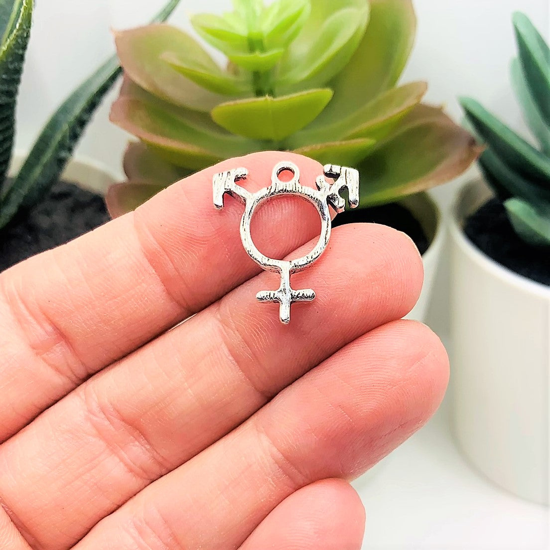 1, 4, 20 or 50 Pieces: Antique Silver Transgender Pride Symbol Pendant ...