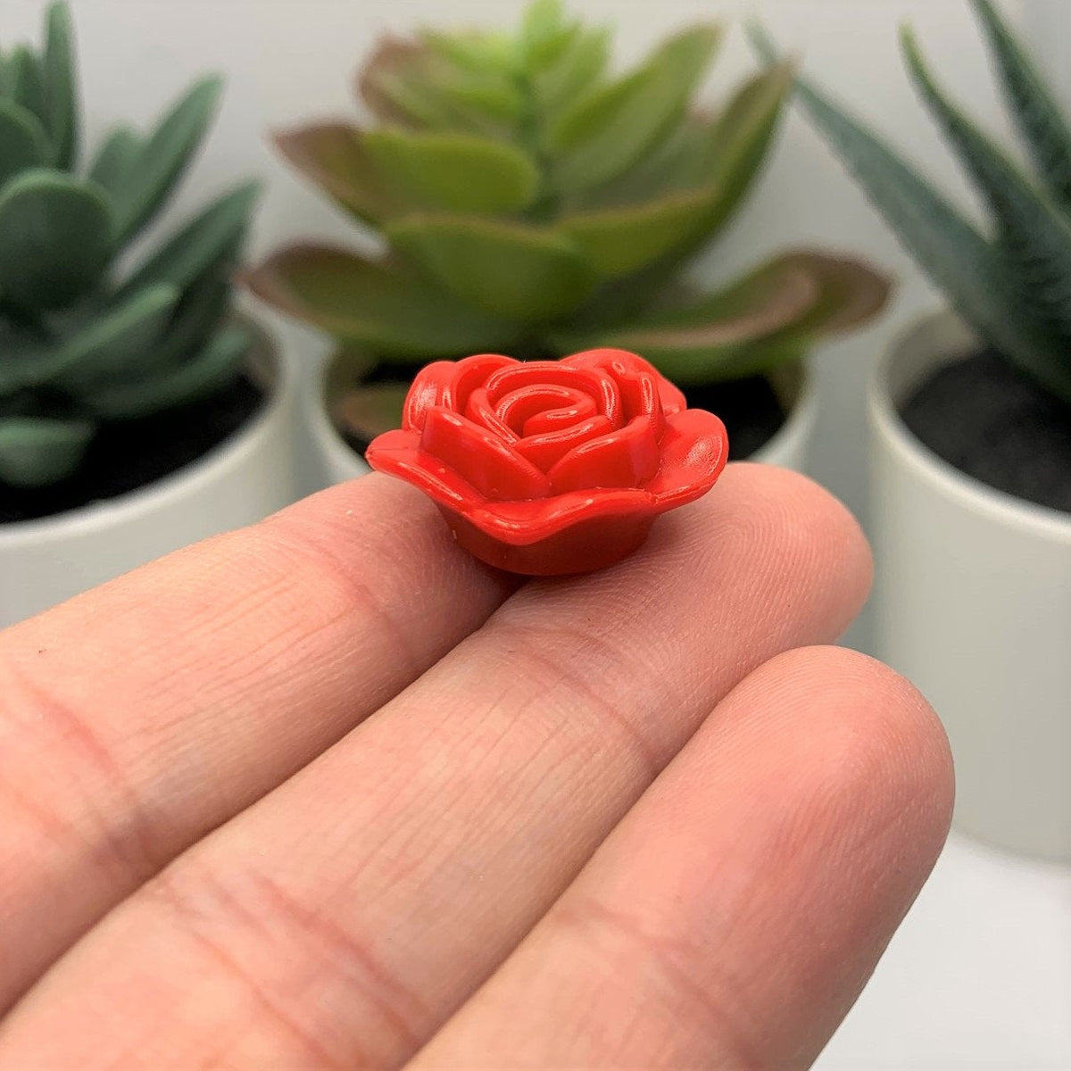 Red Chunky Rose Flower Beads, 20x20mm – Guerrilla Charm