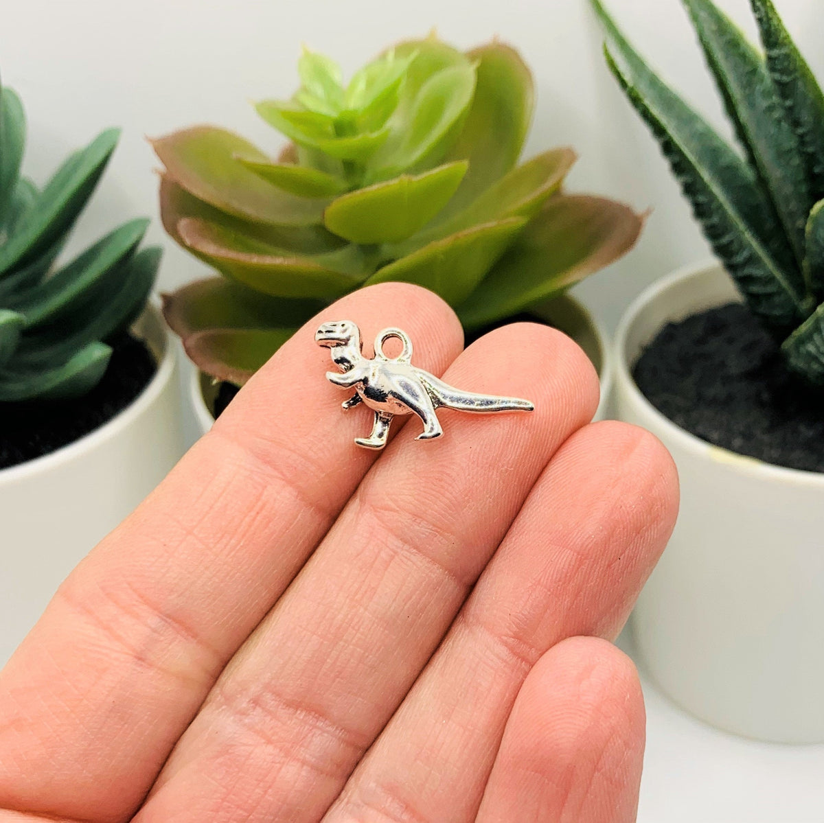 Silver T-Rex Dinosaur 3D Charms, 22x12mm – Guerrilla Charm
